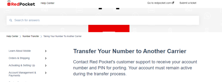 Red Pocket Port Out