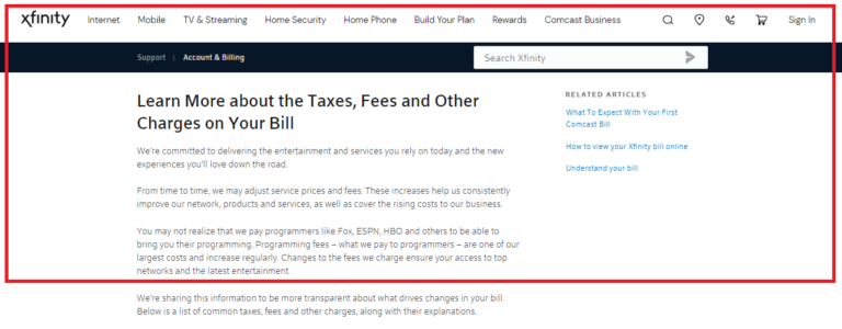 Xfinity Internet Taxes And Fees - NetworkBuildz