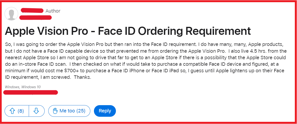 Apple Vision Pro - Face ID Ordering Requirement: How To Order Apple ...